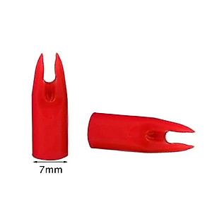 Lamehfyo 50 Pack Archery Arrow Nocks Plastic Nocks Replacement Arrow Tail Glue On 7mm Arrow Shaft Archery Nocks for DIY Arrows End Accessory (Red)