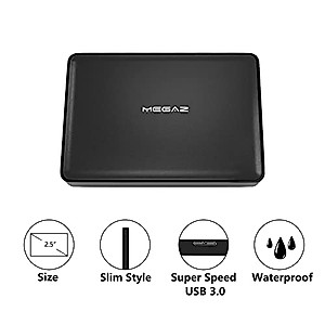 500GB External Hard Drive - MegaZ Backup Slim 2.5'' Portable HDD USB 3.0 for PC, Mac, Laptop, PS4, Xbox one and Chromebook, 3 Year Warranty