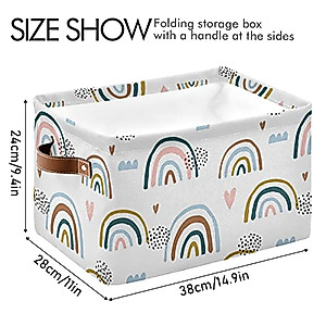 xigua Cartoon Rainbow Rectangular Storage Bin Canvas Square Storage Basket with Handles for Home,Office,Books,Nursery,Kid's Toys,Closet & Laundry,Gift Basket