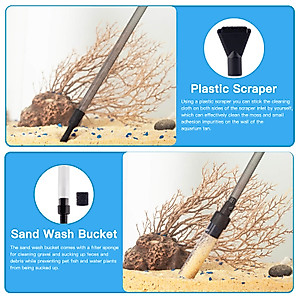 PearlSea Aquarium Tank Gravel Cleaner: Fish Tank Vacuum Cleaner with Aquarium Water Changer Vacuum Aquarium Siphon Vacuum Cleaner Algae Scraper Set for Fish Tank Water Changer Cleaning Sand and Gravel