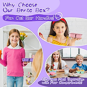 Bento Snack Containers(4 Pack), 4-Compartment Meal Prep Containers Reusable, Snackle Box Container for Kids and Adults,Divided Lunchable Container Food Storage Containers for School, Work, Travel