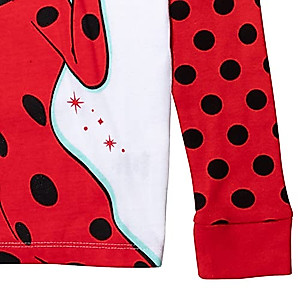 Miraculous Ladybug Little Girls Pajama Shirt and Pants Sleep Set Red/White 7-8