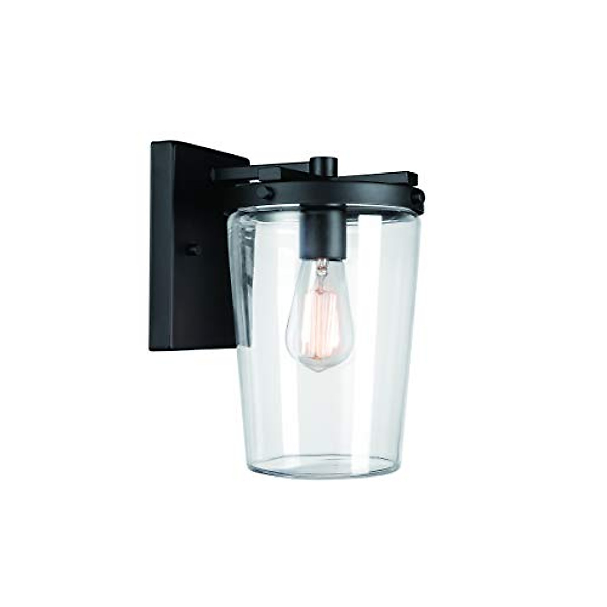 Globe Electric 44632 1-Light Outdoor Wall Sconce, Dark Bronze, Clear Glass Shade