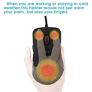 WREWING Wired Gaming Mouse, Ergonomic Programmable USB Warmer Heated Mouse with 6 Buttons 2400 DPI, for Windows Mac PC Games (Black)