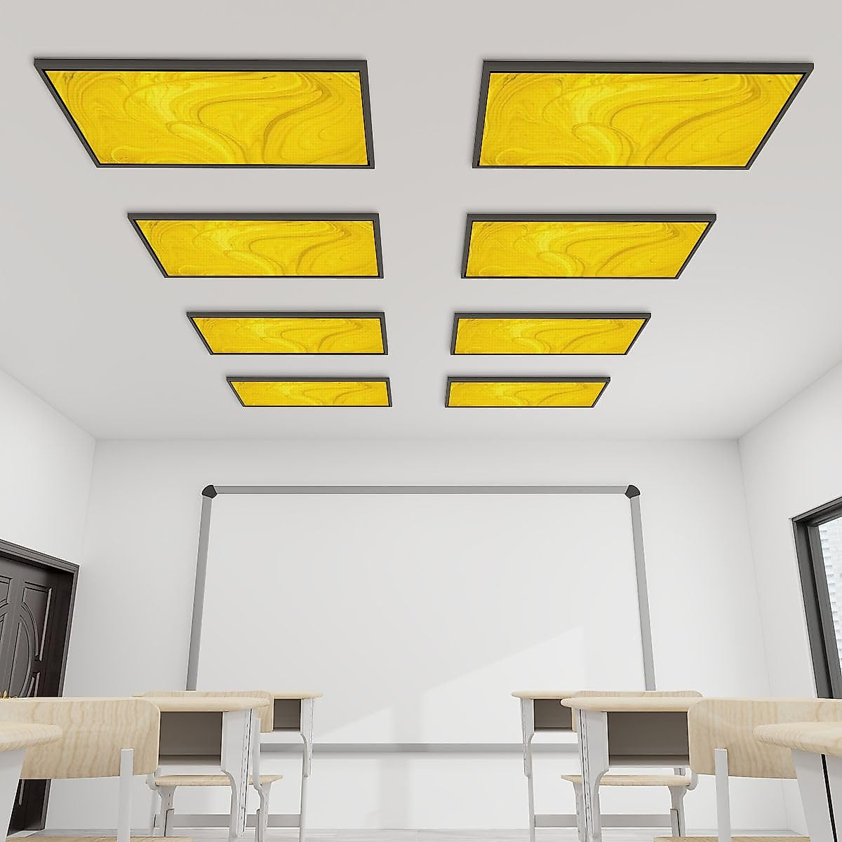 AFWADFWA Decorative Fluorescent Light Covers for Ceiling Lights Yellow Gold Oil Paint Abstract Oil Paint Yellow Gold Oil Paint for Light Covers for Ceiling Lights Classroom Office Home Decor 4 x 2 ft