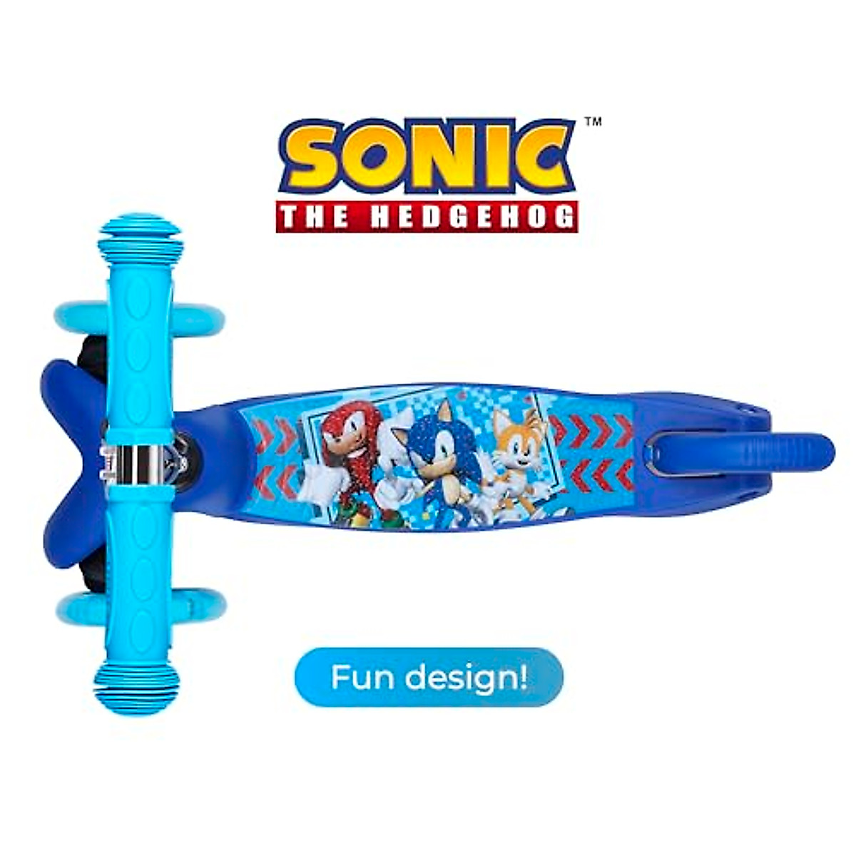 Sonic The Hedgehog Self Balancing Kick Scooter with Light Up Wheels, Extra Wide Deck, 3 Wheel Platform, Foot Activated Brake, 75 lbs Limit, Kids & Toddlers Girls or Boys, for Ages 3 and Up