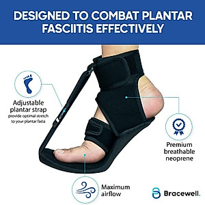 Bracewell Plantar Fasciitis Open Night Sock Splint for Morning Pain Relief - Soft Stretching Brace Boot Stretcher Replacement for Heel Pain (Small)