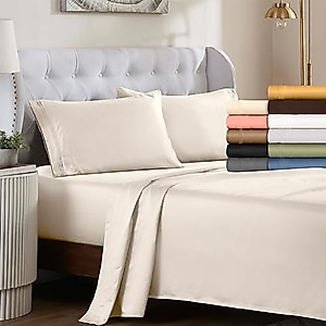 Superior Egyptian Cotton 4 Piece Sheet Set, Luxury 1500 Thread Count, Eco-Friendly, Sustainable Sheets, Ultra-Soft Basics, Solid, Deep Pocket Fitted Sheet, Flat Sheet, Pillowcases, Queen, Grey