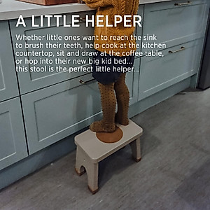 Hevea Natural Rubberwood Kids Step Stool (Dusty Blue)