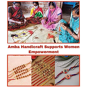 Amba Handicraft Rakhi/Rakhi for Brother/Rudraksha Rakhi/Send rakhi to USA/Rakhi for Brother with Gift Set/Rakhi Bracelet/rakhi for brother and bhabhi/Rakhi Set