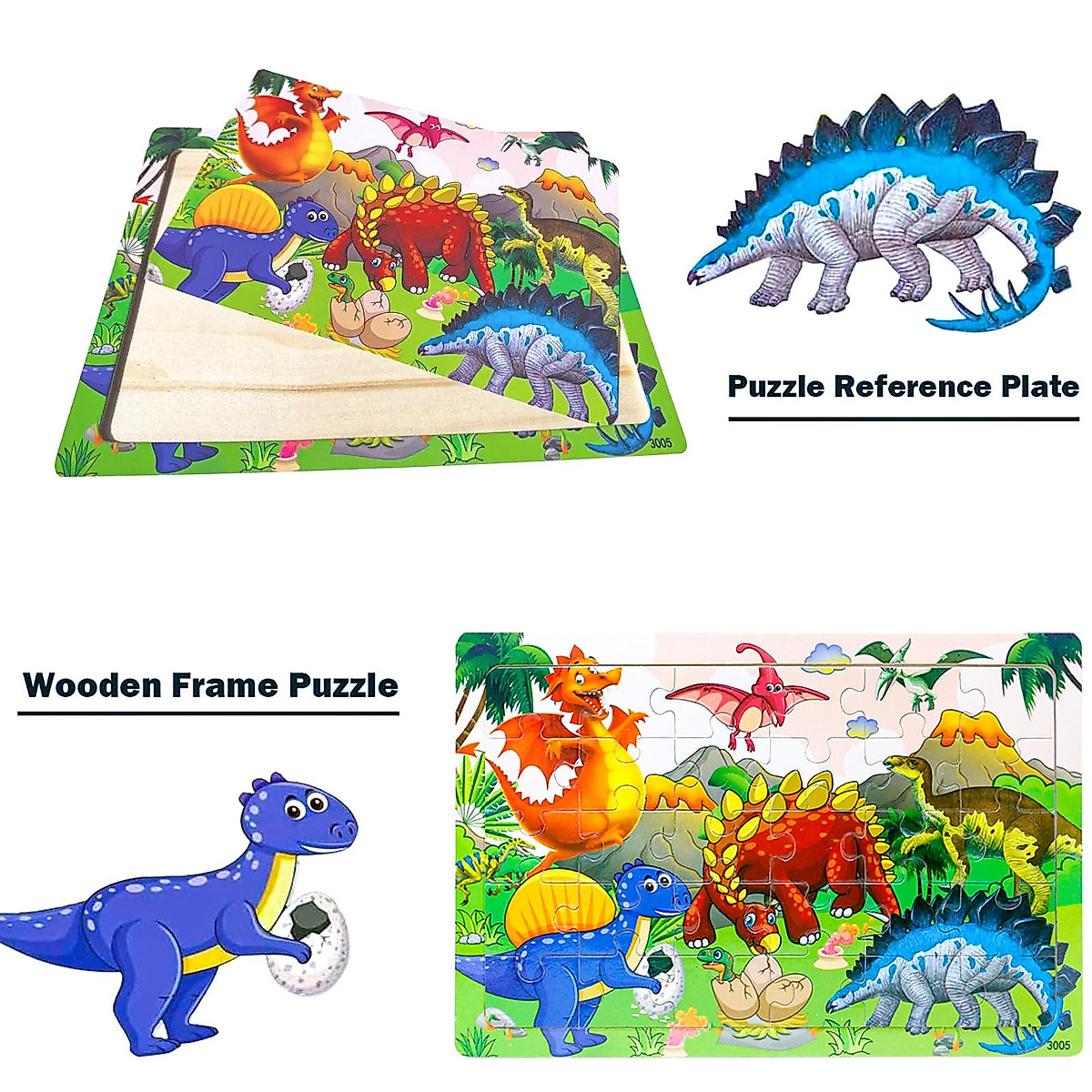 Wooden Jigsaw Puzzles for Kids Ages 3-5 Year Old, 6 Pack 30 Pieces Kids Puzzles Colorful Preschool Educational Learning Toys Present Set for Toddler Children Boys and Girls
