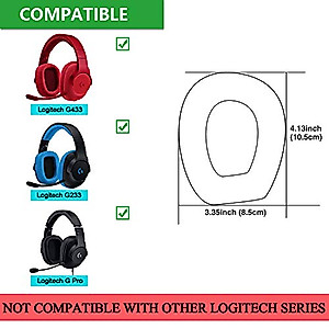 JARMOR Replacement Memory Foam & Mesh Fabric Ear Cushion Pads Cover for Logitech G433 G233 G PRO Headphone ONLY (Black&Fabric)
