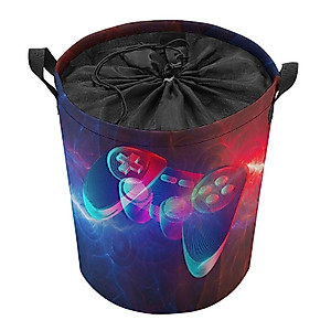 Boys Gamepad Waterproof Oxford Cloth Laundry Basket Abstract Gaming Controller Gamer Video Pattern for Blanket Toys Dirty Clothes in Living Room Bathroom Bedroom One Size