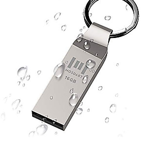 MOSDART Waterproof 16GB USB2.0 Flash Drive, FAT32 Metal Memory Stick with Keychain, for System Back, Data Storage, Silver(Pack of 10)