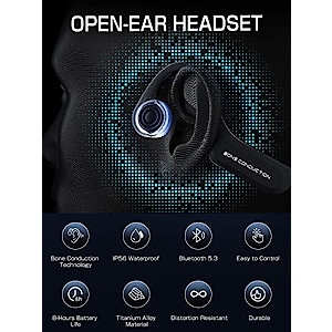 HIWEFEN Bone Conduction Headphones Bluetooth 5.3 Wireless Open Ear Sport Earphones with Mic, 8Hr Playtime, Waterproof Sweat-Proof Over Ear Conducting Headphones for Running, Workout, Gym, Cycling