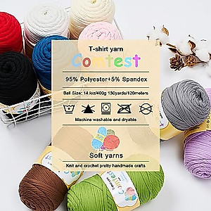 Comtest T-Shirt Yarn Knitting Yarn for DIY Bag Blanket Cushion Handmade Crochet Elastic Fabric Yarn 0.88Lb Milk White