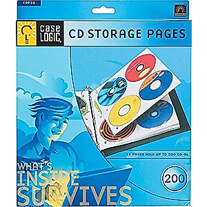 Case Logic CDP-200 200 Disc Capacity CD ProSleeve Pages (White) 26 x x 24.8 cm