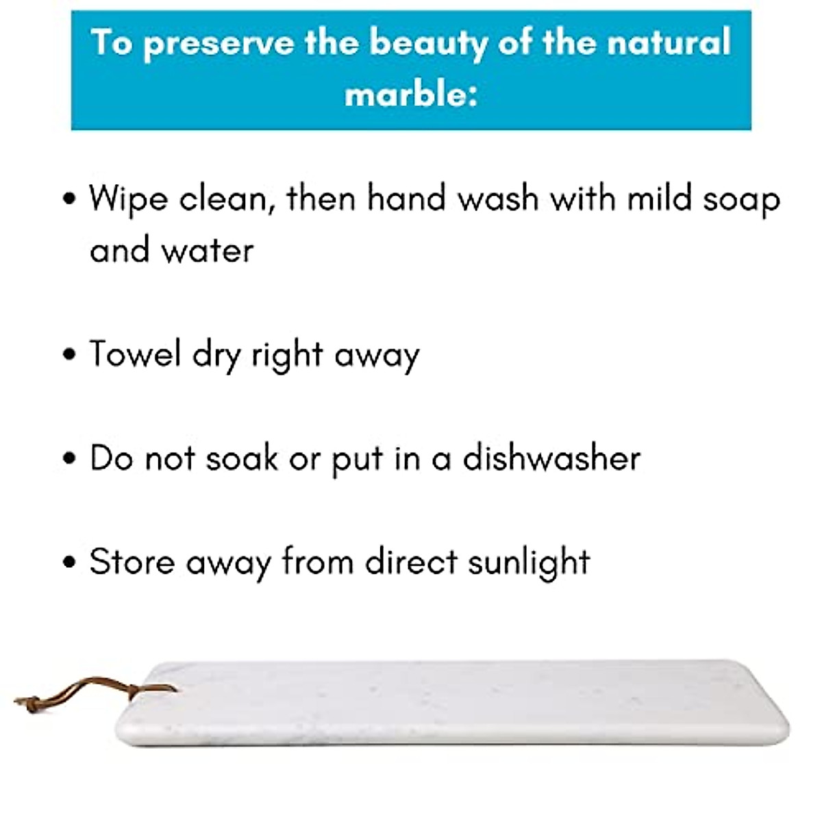 BIRDROCK HOME 23" Marble Serving Board | 100% Natural, Premium Marble | 23" L x 8" W | Charcuterie Board for Party Appetizers | Kitchen Platter for Food | Fruit Display - White