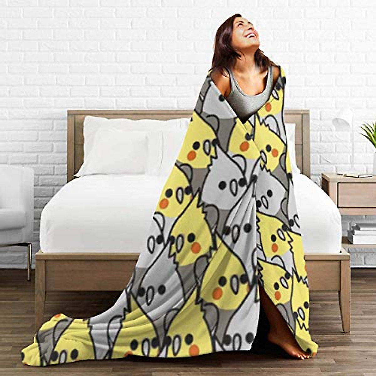 DIYAB Too Many Cockatiel Throw Blanket Micro Plush All Season Fleece TV Blanket for Bed or Couch 80 x 60 Inch/204 x 153 cm