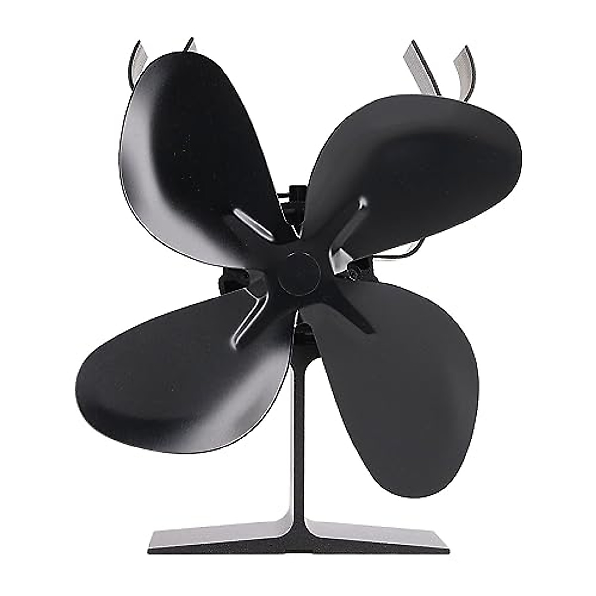 4 Blade Heat Powered Stove Fan Large Air Volume Fireplace Wood Stove Fan Non Electric Eco Fan Low Noise Aluminum Alloy Black