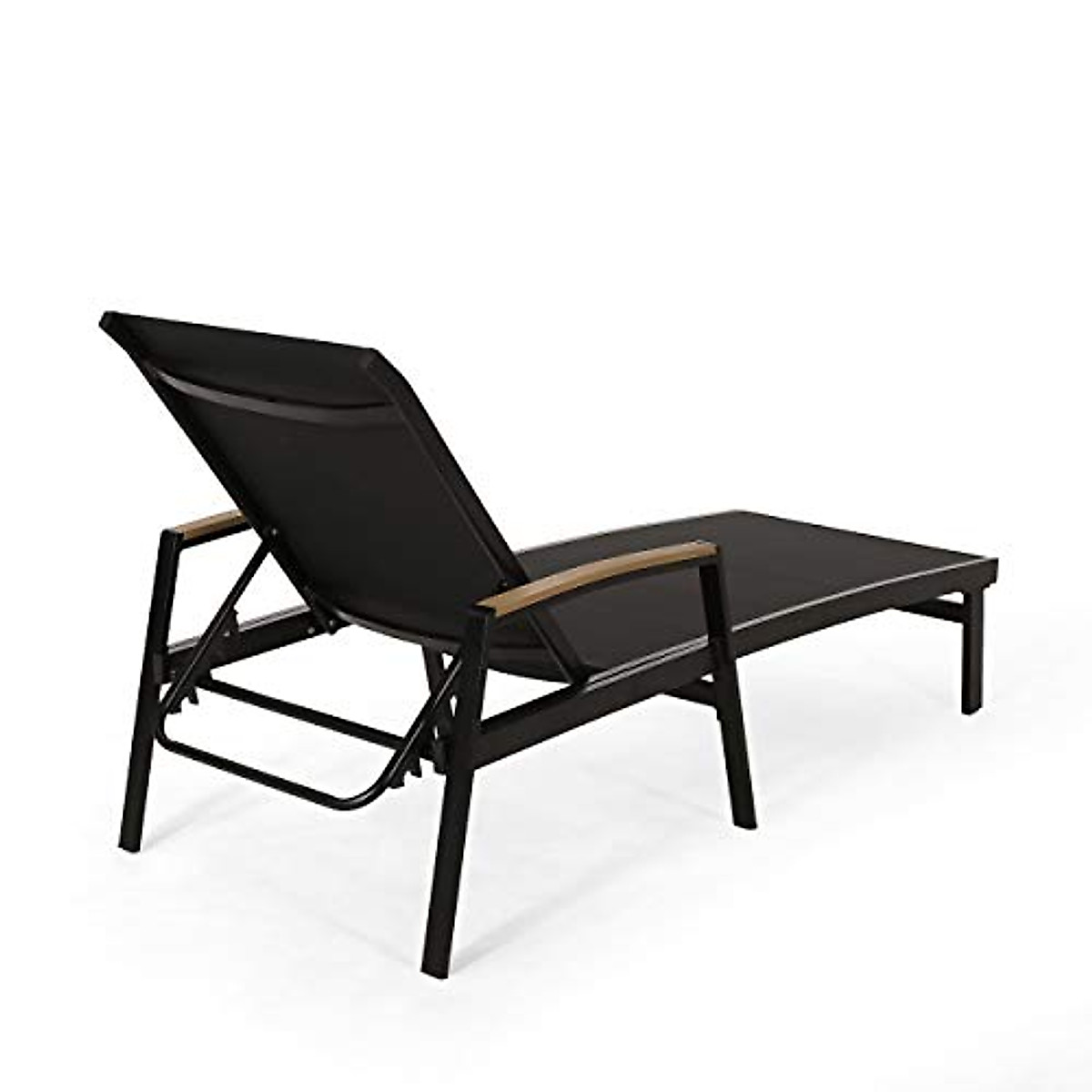 Christopher Knight Home Teresa Outdoor Aluminum Chaise Lounge with Mesh Seating (Set of 2), Black