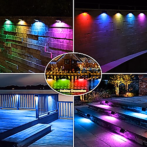 AGPTEK Solar Fence Lights Warm White & RGB Lock Mode 4Pack, 10 Lighting Modes Detachable Lampshade Fence Solar Lights IP65 Waterproof Outdoor Decorative Solar Lights for Fence, Wall, Patio, Step, Deck