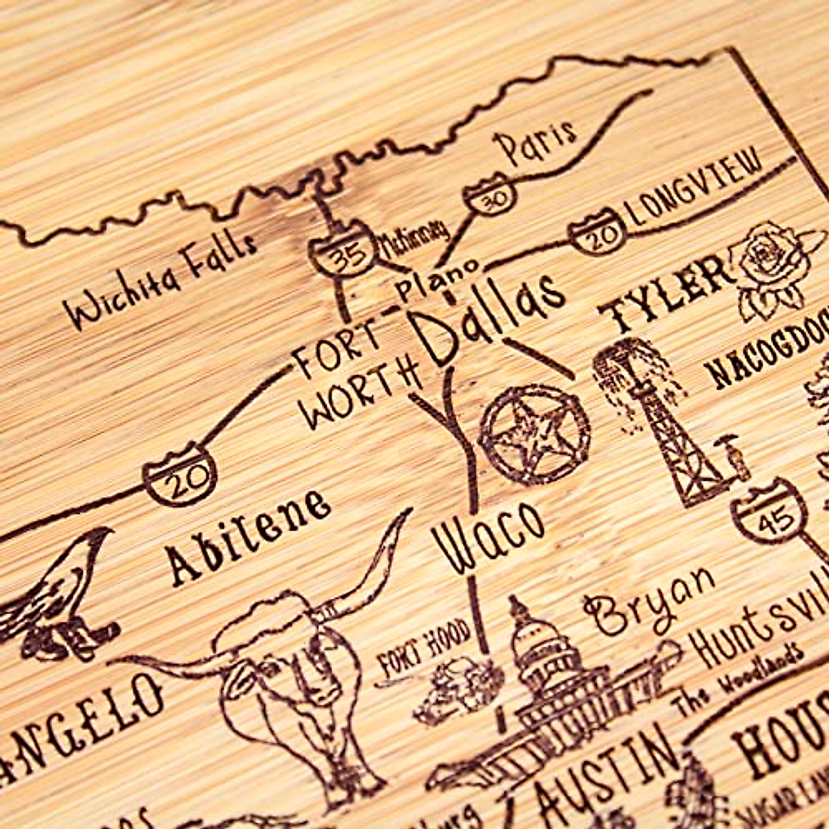 Totally Bamboo A Slice of Life Texas State Serving and Cutting Board, 11" x 8.75"