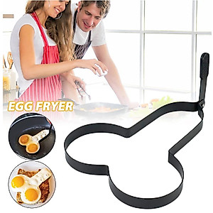 Egg Fryer, Funny Egg Pancake Cooking Tool, Professional Non-Stick Egg Ring, Stainless Steel DIY Kitchen Egg Fried Mould with Handle (Shape A+B)