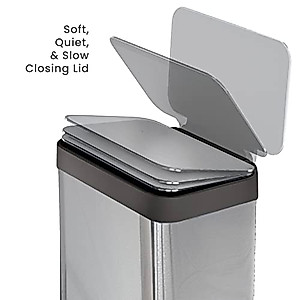 Home Zone Living 13 Gallon Kitchen Trash Can, Small Stainless Steel Liner-Free Body, 50 Liter Capacity, Silver