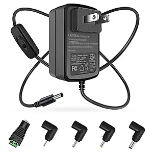 24V 1A Switching Power Supply Adapter, 100~240V AC to DC 24 Volt 1000mA 800mA 500mA 200mA Converter with 5 Tips for LED Strip Light CCTV WiFi Camera Essential Oil Diffuser