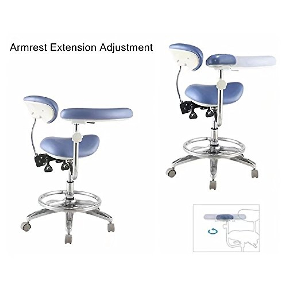 Aphrodite Deluxe Dental Saddle Chair Medical Stool PU Leather High Density Height Adjust by Purple-Violet