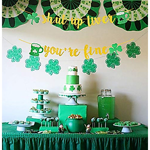 Weimaro Shut Up Liver You Are Fine Banner, Glittery St. Patrick’ s Day Decorations, Funny Drinking Indoor Home St Patricks Day Party Decorations, Irish Lucky St Patty’ s Day Decorations Supplies Decor