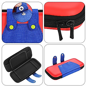 TNP Travel Case for Nintendo Switch Mario Theme Portable Travel Carry Hard Shell EVA Material Pouch Traveler Deluxe Cover with Strap Handle for Switch Console, Joy Con Controller, Game Card Holders