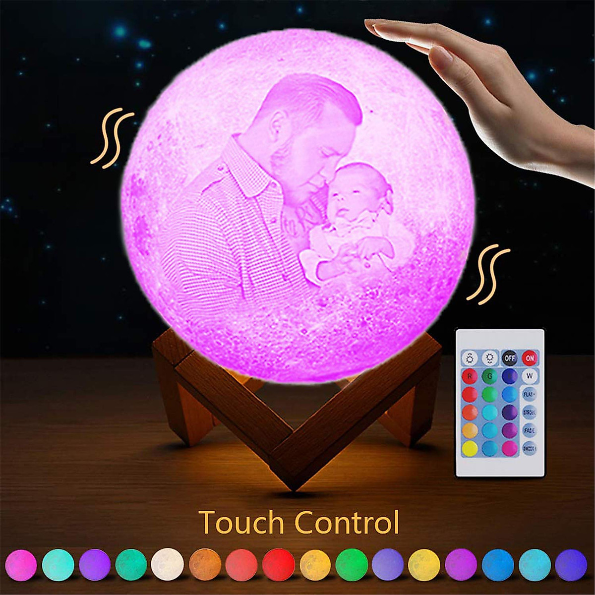 Shiny Alice 16 Colors Personalized Photo Night Light Customized 3D Printing USB Charging Moon Lamp Moon Light Night Light for Kids Gift for Women Christmas Gift…