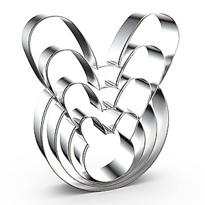 Bunny Cookie Cutter Set Large - 5", 4", 3", 2" - 4 Piece Easter Bunny Rabbit Hare Head Face Shaped Cookie Cutters - Stainless Steel