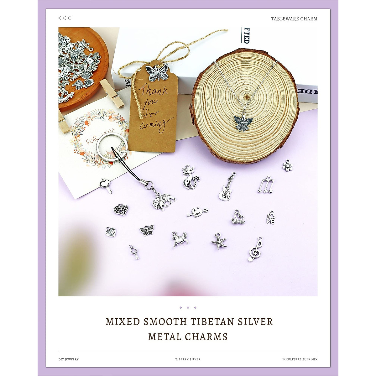 Wholesale Bulk Lots Jewelry Making Silver Charms Mixed Smooth Tibetan Silver Metal Charms Pendants DIY for Necklace Bracelet Jewelry Making and Crafting, JIALEEY 100 PCS