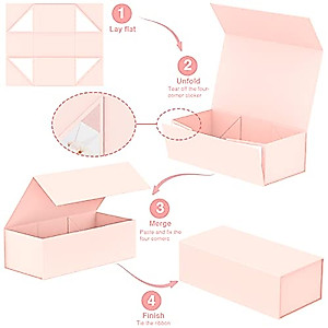 MONDEPAC Gift Box with Magnetic Closure Lid 12" X 6" X 4" for Presents,Luxury for Gift Packaging, Bridesmaid Gifts Box, Magnetic Gift Box for Gifts,Birthday Gift Box,Christmas Gift Box (Pink)