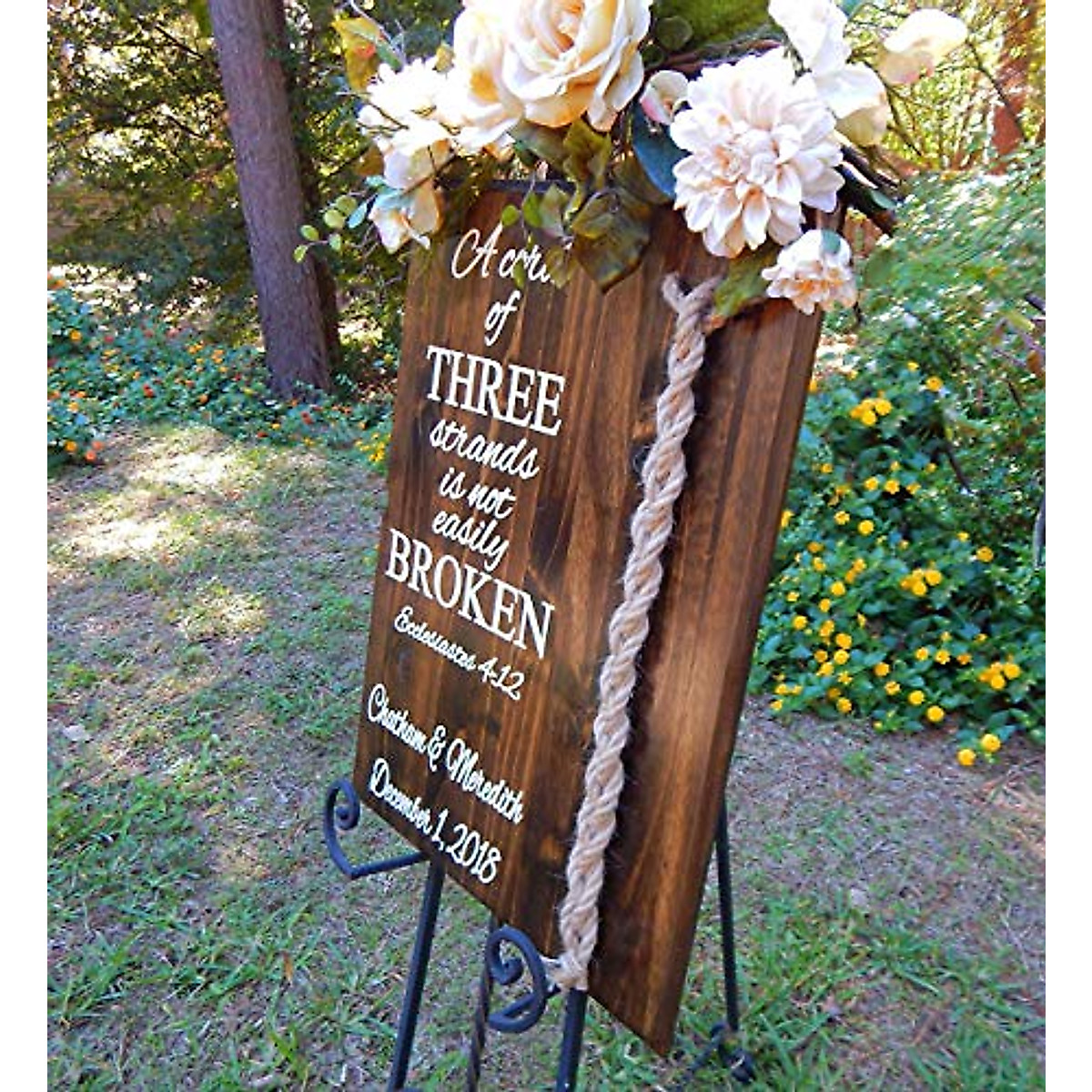 Wood Sign Custom Wedding Gift Personalized Cord Of Three Strands Attached Jute Cords 17 W X 24 T