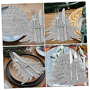 BESTOYARD 8pcs Christmas Tree Cutlery Set Cutlery Bag for Christmas Silverware Holder Bag Christmas Silverware Holder Dining Table Cutlery Bag Non-woven Fabric and Fork Desktop