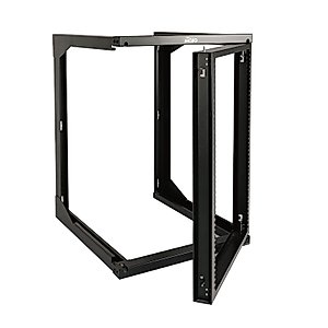 Tecmojo 15U Wall Mount Open Frame Network Rack, Swing Out Hinged Door 18 Inch Depth, Holds Network Servers and AV Equipment, Easy Rear Access to Equipment, Door Opens 180 Degrees from Either Side