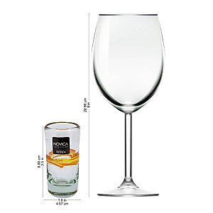 NOVICA Artisan Crafted Yellow Spiral Clear Recycled Tequila Shot Glasses, 2 Oz. 'Ribbon Of Sunshine' (Set Of 6)