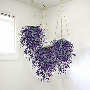 Uieke Pack of 4 Artificial Hanging Plants 2.7FT Artificial Ivy Leaf Plants Vine Hanging Garland Fake Vines Plastic Fake Plants Home Room Kitchen Outdoor Garden Office Wedding Wall Decor Purple