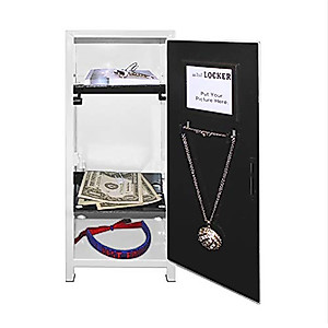 Mini Locker with Lock and Key White -10.75" Tall x 4.125" x 4.125"