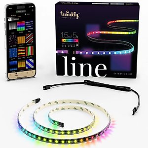 Twinkly Line Extension Kit 5ft, Magnetic and Adhesive Multicolor LED Strip, Pair It with Line Starter Kit, Compatible with Alexa, and Google Home, 16 M+ Colors, App Mapping, Black Wire