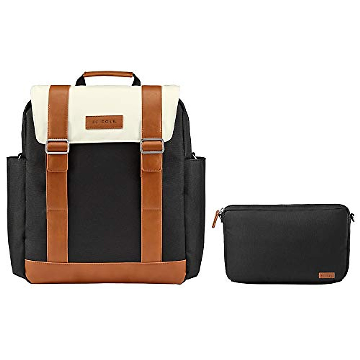 JJ Cole Bloomfield Modular Knapsack Diaper Bag, Ivory and Onyx