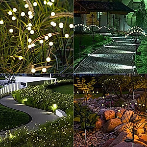 ciwich Solar Garden Lights, 10LED Starburst Swaying Solar Lights, Firefly Lights Solar Outdoor Waterproof, Solar Garden Decorative Lights for Pathway Yard Patio Landscape, （2PCS,Warm White）