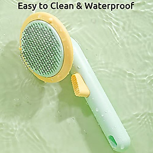 Cat Brush for Shedding - Cat Grooming Brush Cat Brushes for Indoor Cats Self Cleaning Pet Sicker Brush Dog Brush for Long or Short Hairs Easy Removes Mats, Tangles Loose Undercoat Hairs(Green)