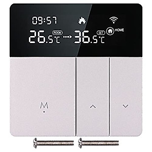 Smart Thermostat, 86 Type Concealed Wifi APP Voice Control Temperature Controller Silver Electric Heating Programmable Temperature Controller 95‑240V for Home Hotel