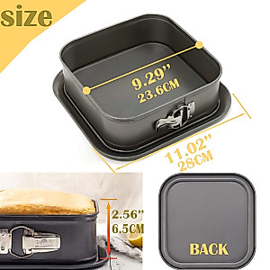 FONTSATTY Springform Pan, 9 Inch Cake Pan Bakeware with Removable Bottom, Baking Pan Cake Molds, Nonstick Leakproof (Square)