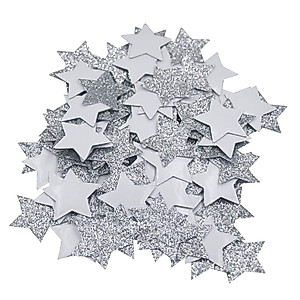 Mybbshower 1.5 inch Silver Glitter Adhesive Star Favors Stickers for New Year Star Decorations Envelope Seals Pack of 150